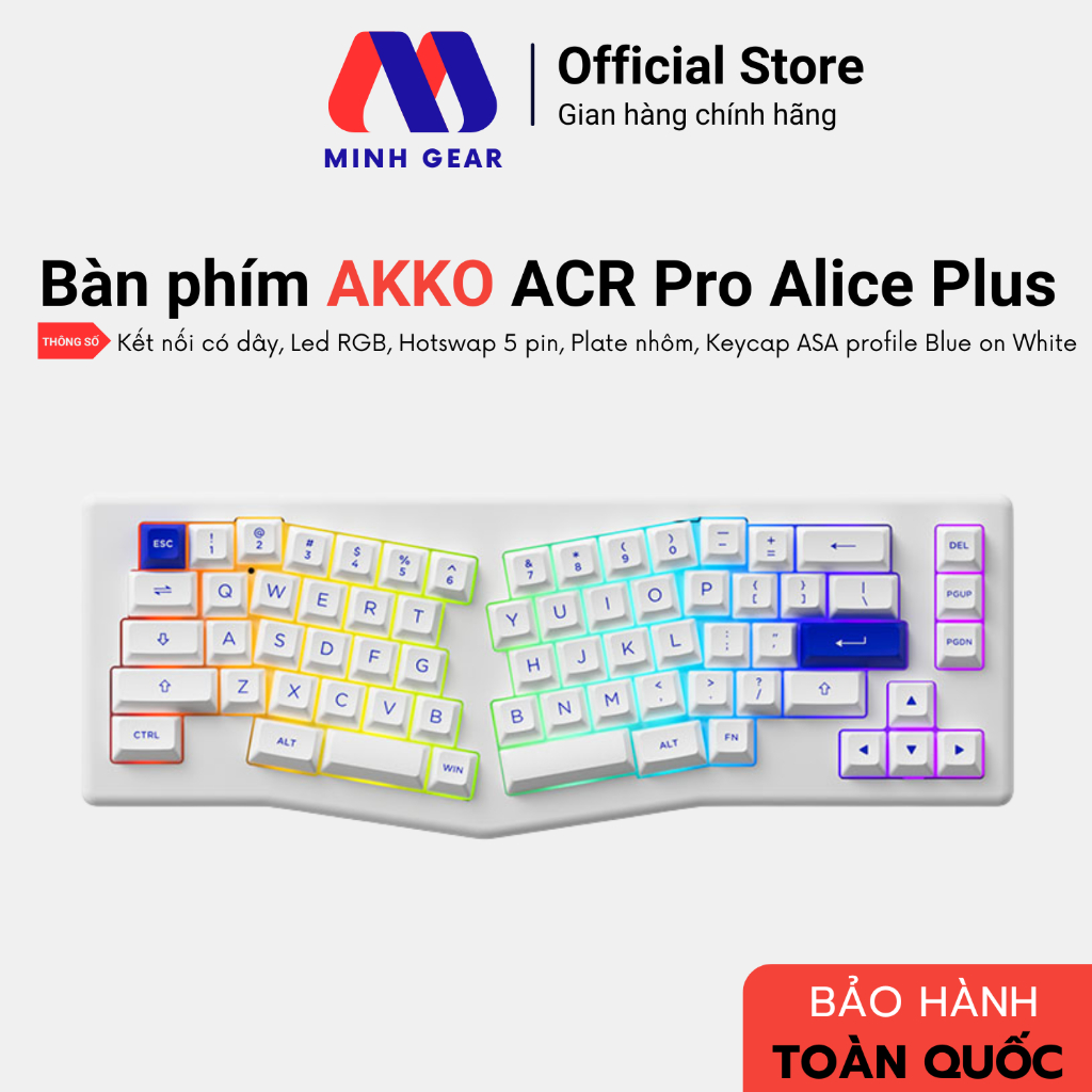 Bàn phím AKKO ACR Pro Alice Plus - (Spray Painted White / RGB / Hotswap ...