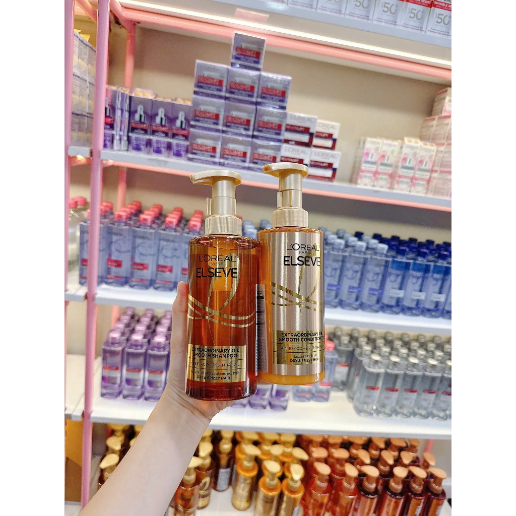 Bộ gội xả dưỡng tóc suôn mượt cao cấp L'Oreal Paris Extraordinary Oil Smooth 440ml x2 | Shopee ...
