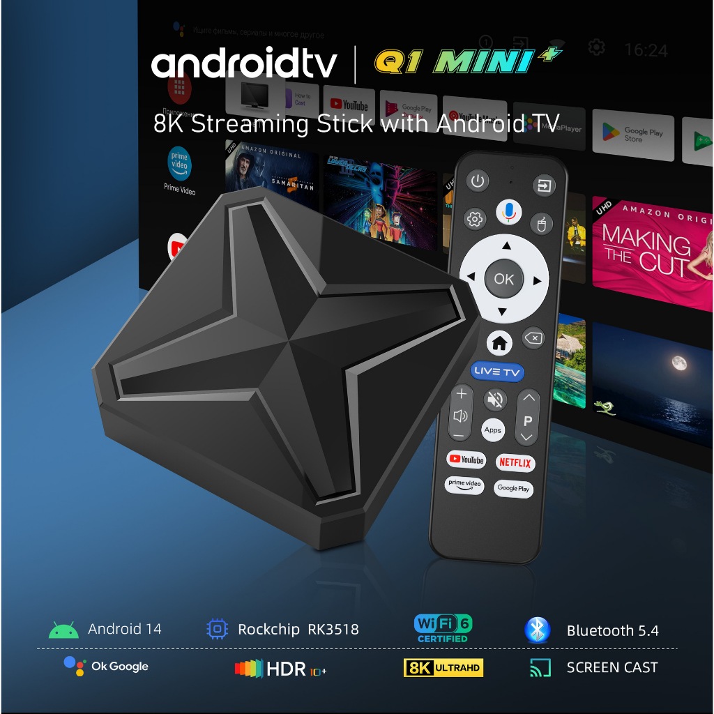 Android TV Box Q1 Mini+ S – Google TV – Android 14 – 8K Ultra HD – WiFi ...