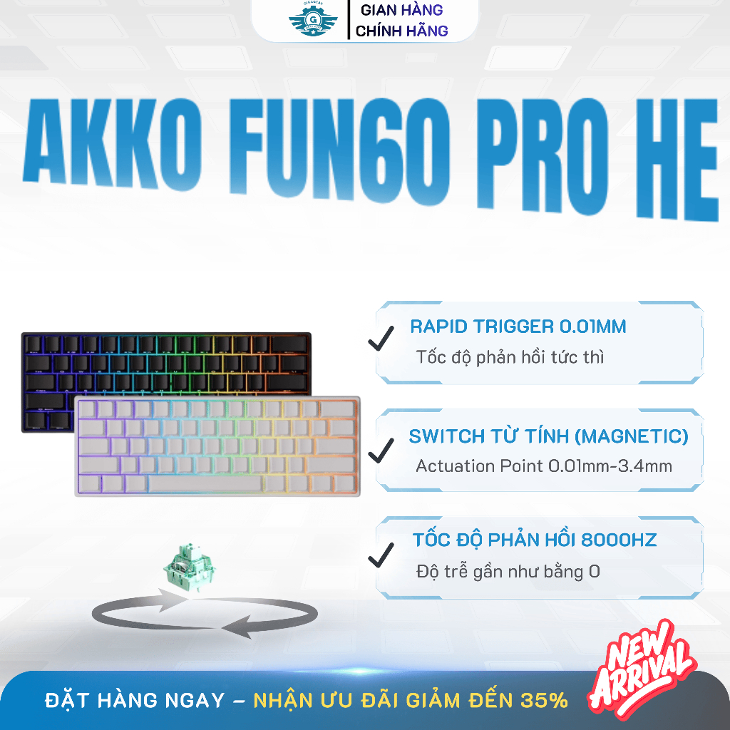 ⚡[Rapid Trigger] Bàn Phím Cơ Gaming Akko Monsgeek FUN60 Pro HE – Hotswap, 8KHz, 0.01mm RT, SOCD ...