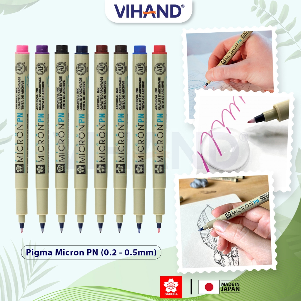 [XẢ KHO] Bút line ngòi nhựa đi nét linh hoạt Sakura Pigma Micron PN 0.2 ...