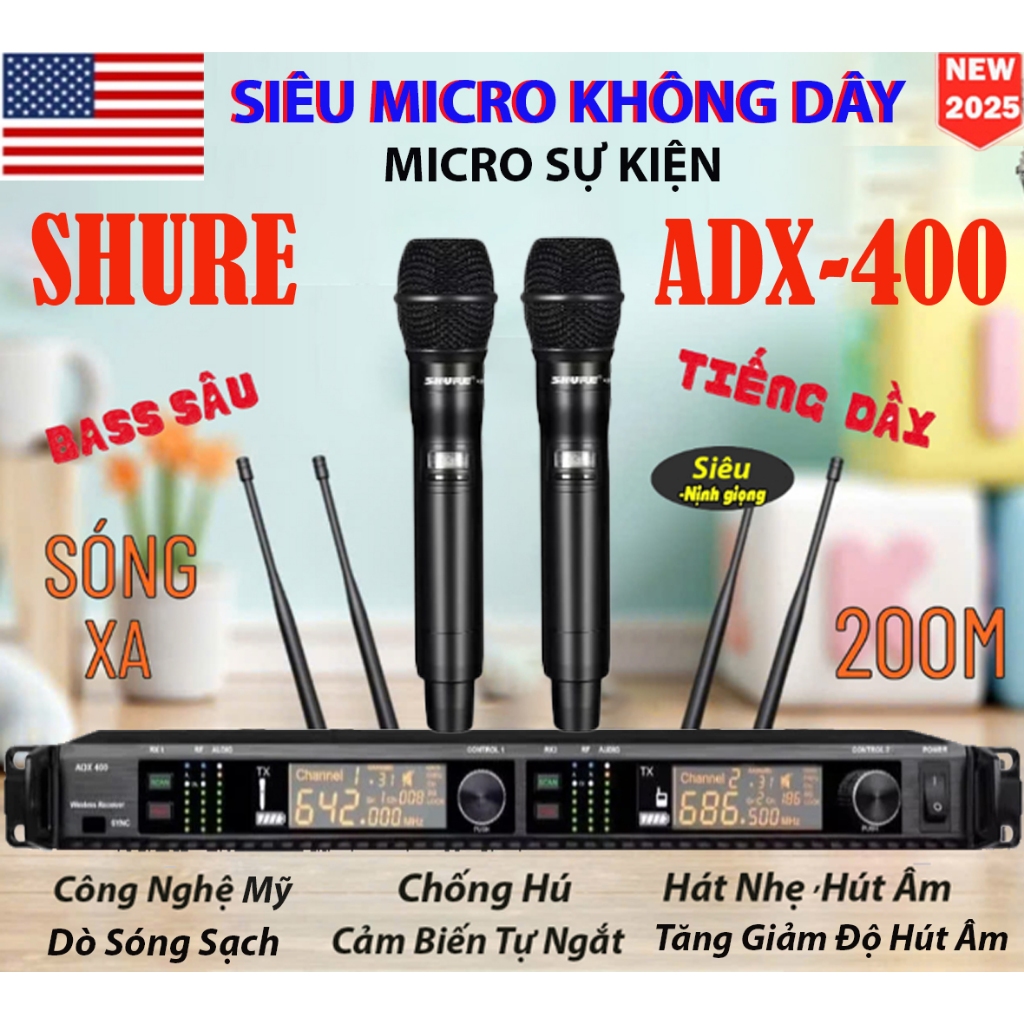 Micro Không Dây Sự Kiện Shure ADX-400 Phiên Bản Mới 2025 , Sóng UHF ...