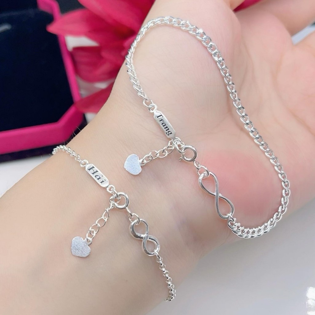 LA H0050 - Lắc tay La Luce bạc ta hình vô cực khắc theo yêu cầu dành ...