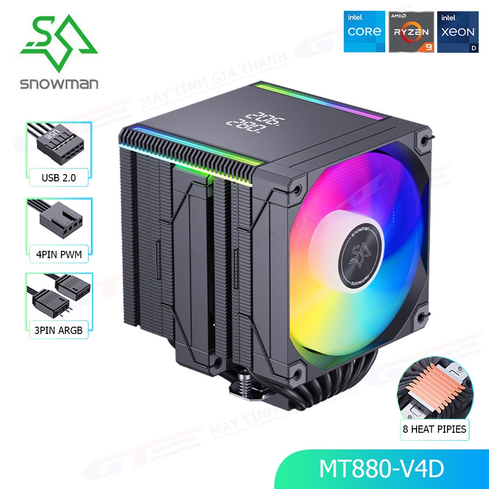 Tản Nhiệt CPU Snowman MT880-V4D ARGB DIGITAL 8 Ống Đồng Hỗ Trợ Intel ...