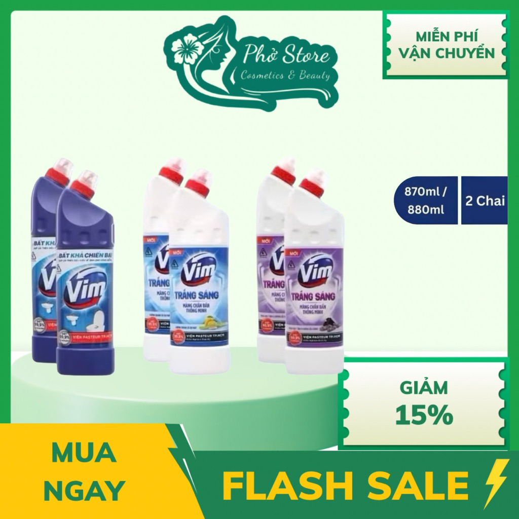 Combo 2 Chai Nước (Gel) Tẩy Bồn Cầu -Nhà Tắm Vim Diệt Khuẩn, Vim Trắng ...