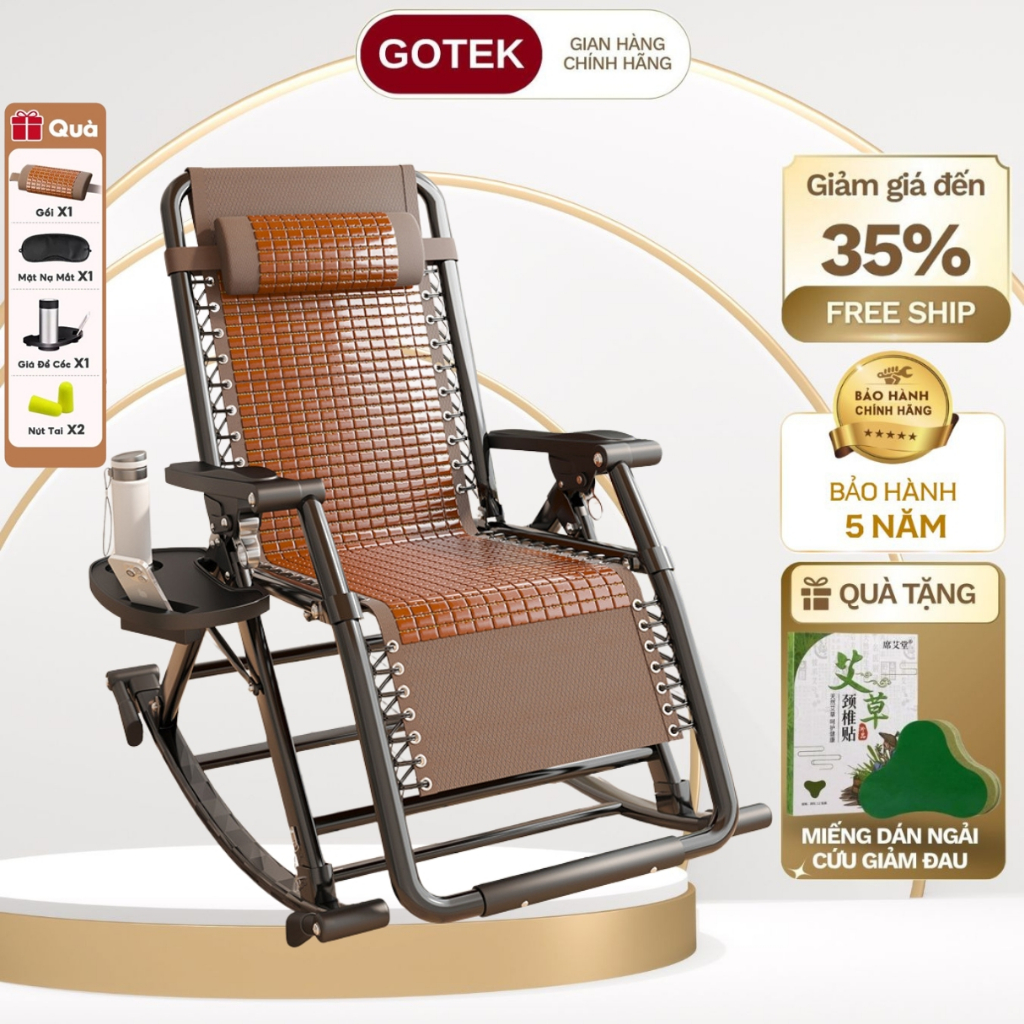 Ghế Thư Giãn Xếp Gọn 4D Cao Cấp GOTEK GT02 Lưới Chiếu Trúc Thoáng Mát ...