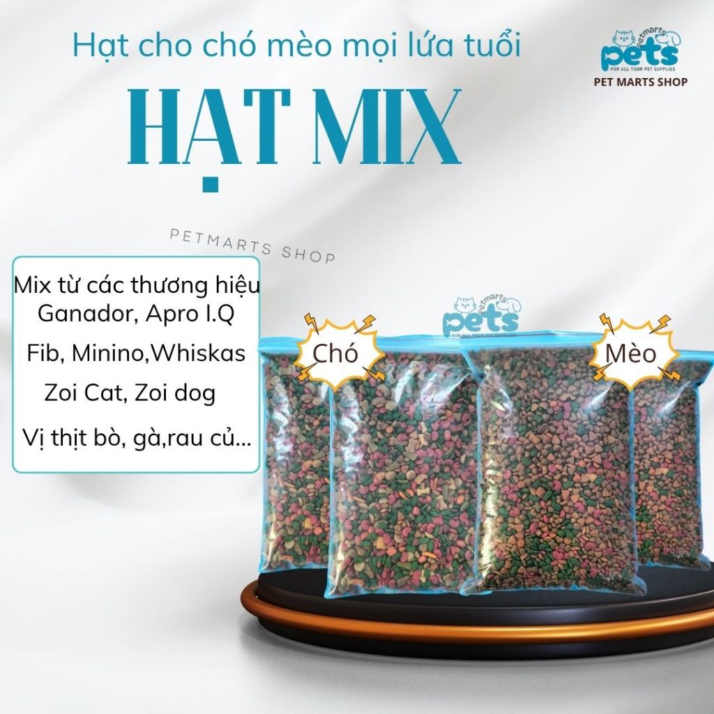 Thức ăn hạt mix vị gà, bò, cừu , rau, cá,,,, cho chó mèo gói 1kg ...
