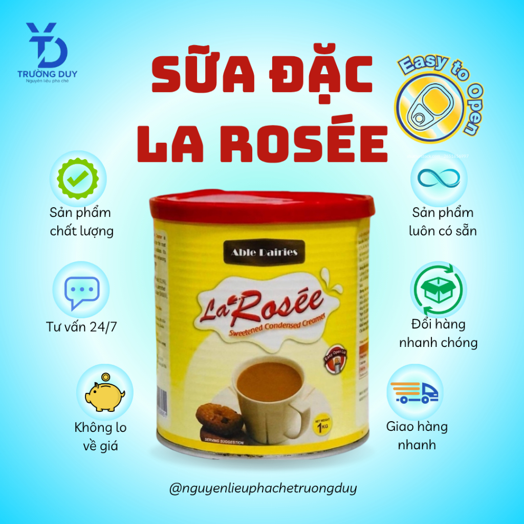 Sữa Đặc LaRosee Lon 1Kg (Nắp Giựt /Nắp Trơn), Dùng Cho Pha Chế Cà Phê ...