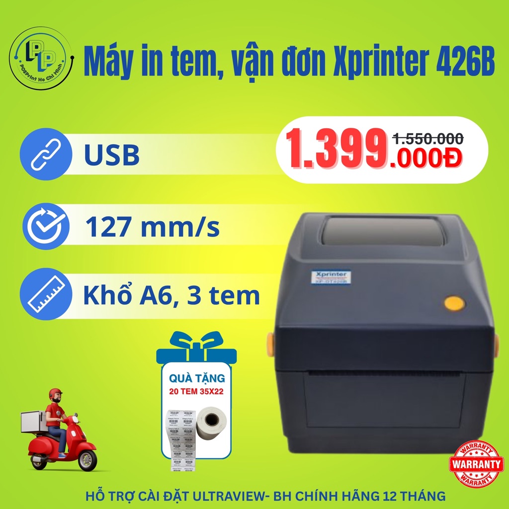 [IN MÁY TÍNH] Máy in đơn hàng, in mã vạch XPRINTER 426B khổ A6, in qua ...