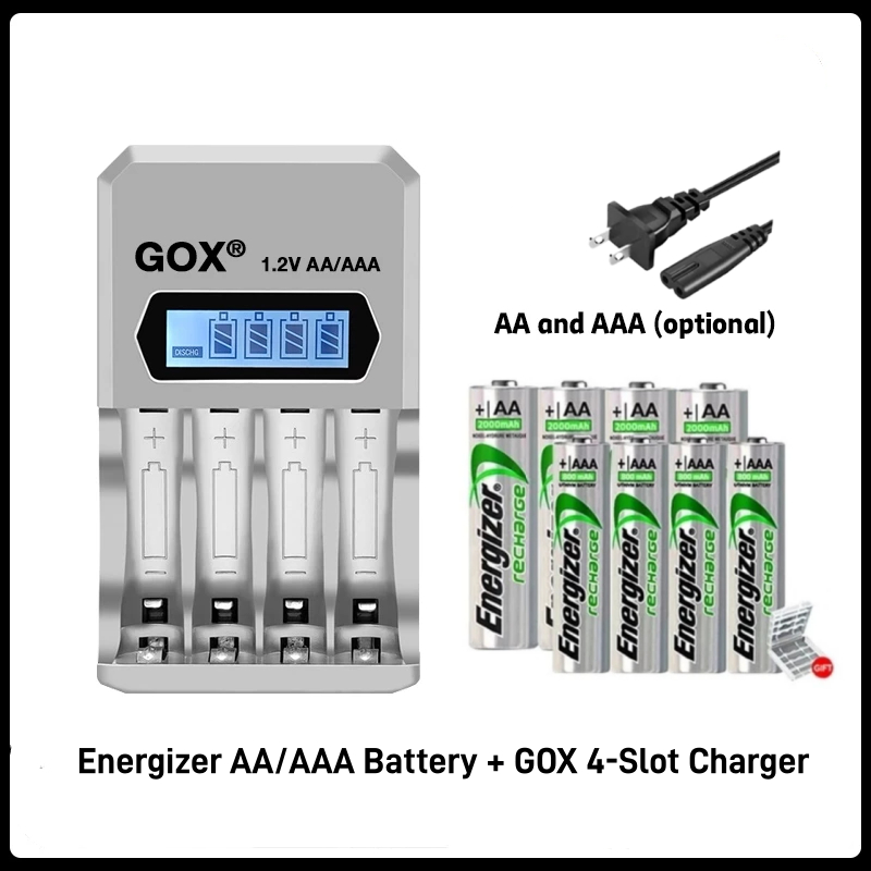 Energizer 1.2V AA 2000mAh/AAA 800mAh Ni-Mh có thể sạc lại pin GOX 4 khe ...
