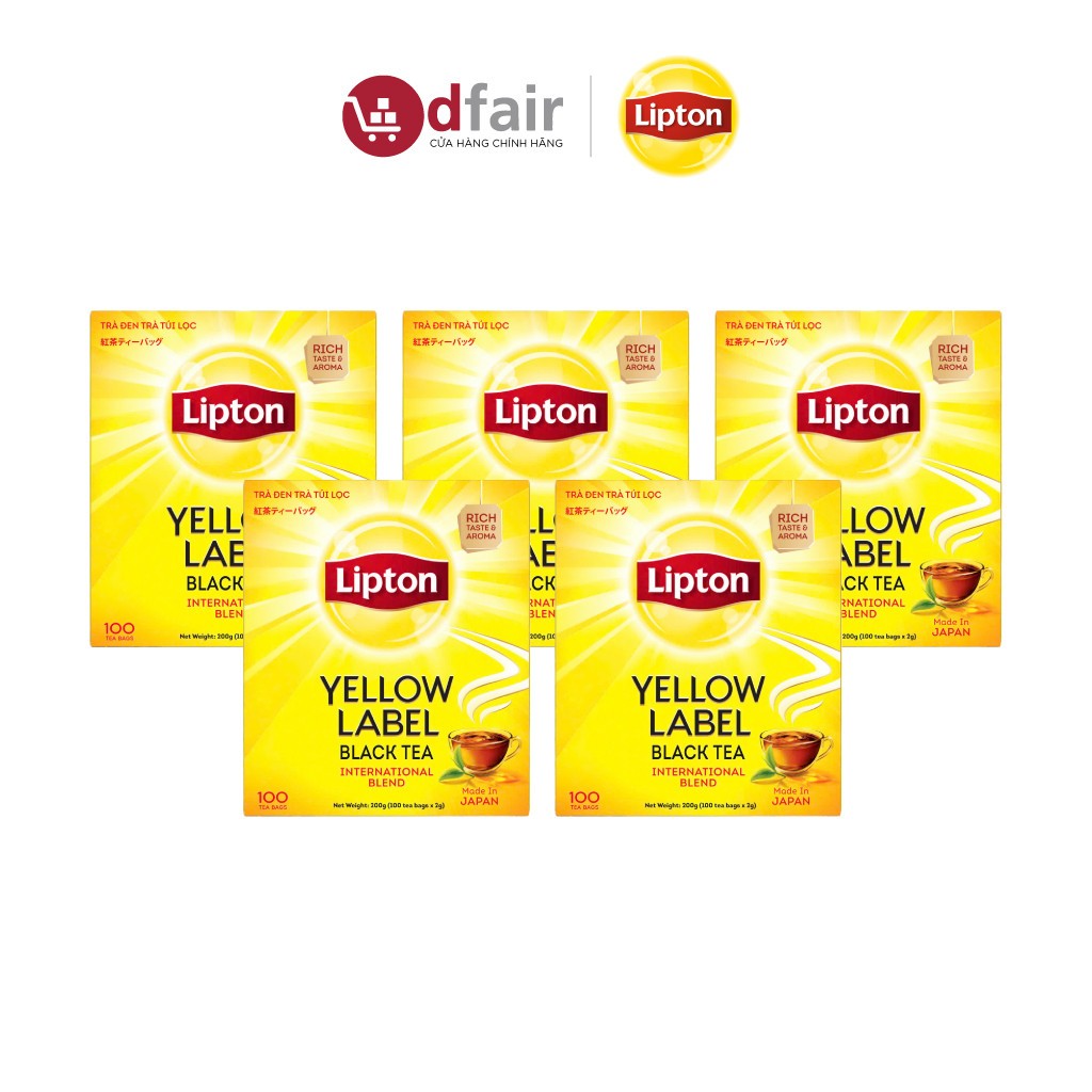LIPTON Combo 5 Hộp Trà Đen Nhãn Vàng Túi Lọc (2g x 100 Túi) | Shopee ...