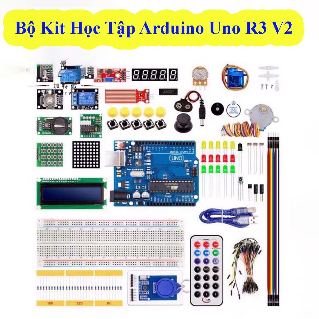 (BẢO HÀNH 6 THÁNG + KÈM TÀI LIỆU) Bộ Kit Học Tập Arduino Uno R3 V2 Phân ...