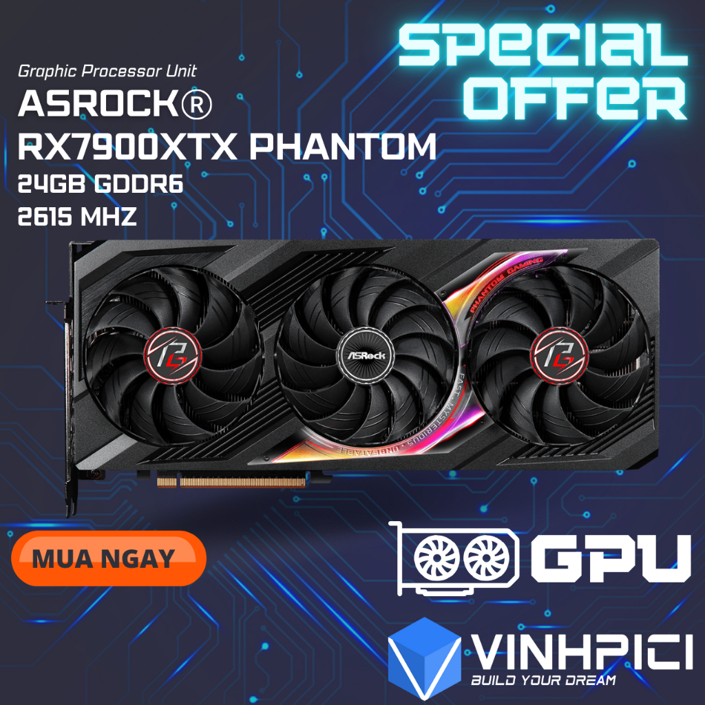 Card màn hình AMD ASROCK RX 7900XTX Phantom Gaming 24GB OC | Shopee ...