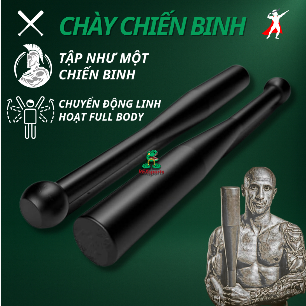 Chày chiến binh 2-12kg, tạ clubbell chất lượng cao Thép Đặc tặng giáo ...