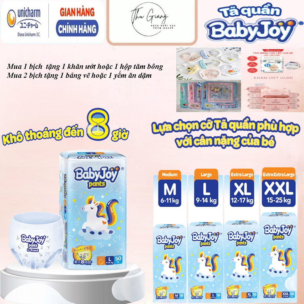 (Bobby Unicharm) Tã Bỉm Quần Baby Joy mẫu mới Đủ Size M50/L50/XL50 ...