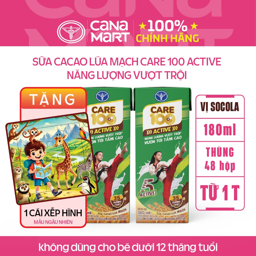 Thùng 48 hộp sữa nước ca cao lúa mạch Nutricare Care 100 Active giúp ...