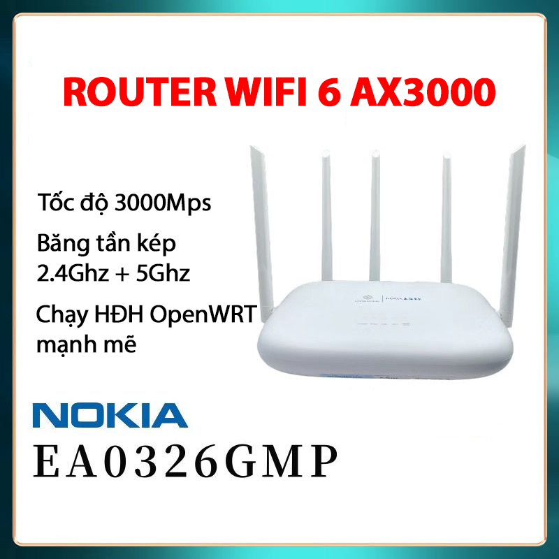 [ĐÃ QUA SỬ DỤNG, CÒN MỚI >95%] Bộ phát WIFI 6 AX3000 Nokia EA0326GMP ...