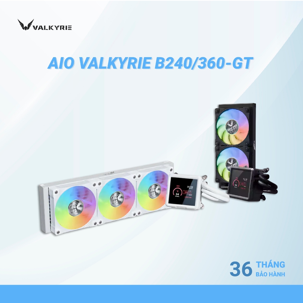 TẢN NHIỆT NƯỚC VALKYRIE B240/360-GT BLACK/WHITE LCD 3.95 | Shopee Việt Nam