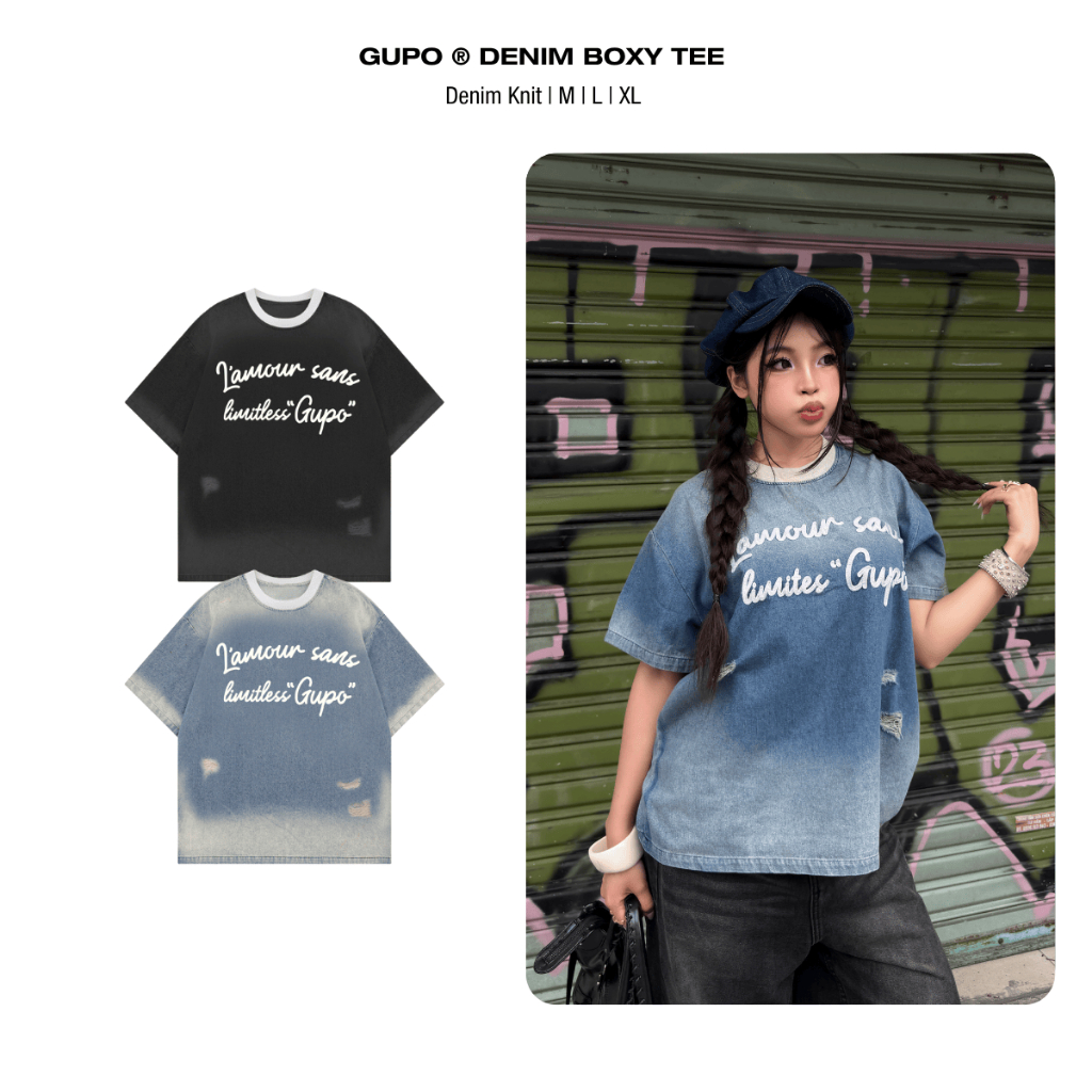 [BST TẾT] Áo Thun Denim Wash Limitless Club GUPO Form Boxy Unisex Local ...