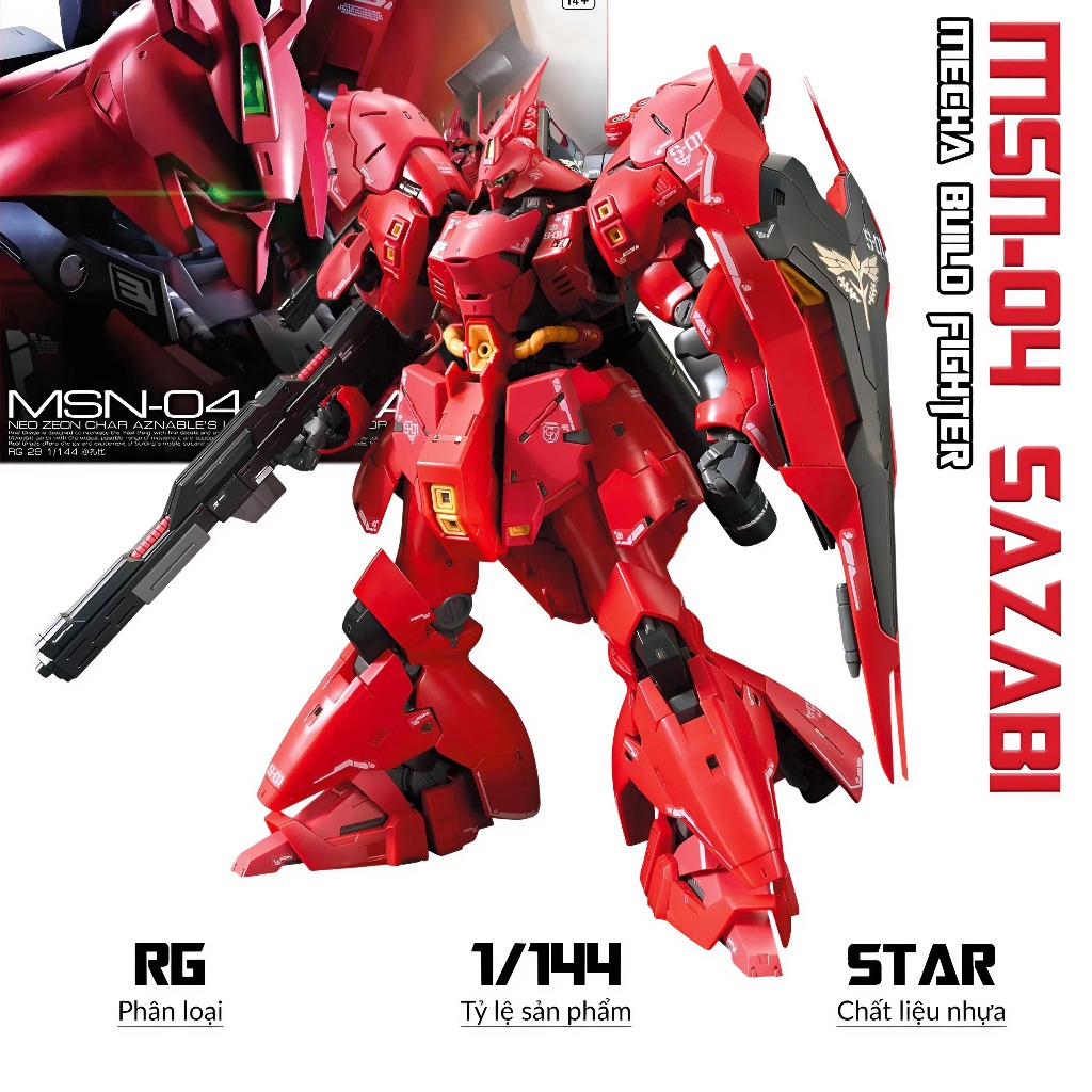 Mô hình RG MSN-04 Sazabi (tặng hiệu ứng Funnel), 1/144 Mecha, Đồ chơi ...