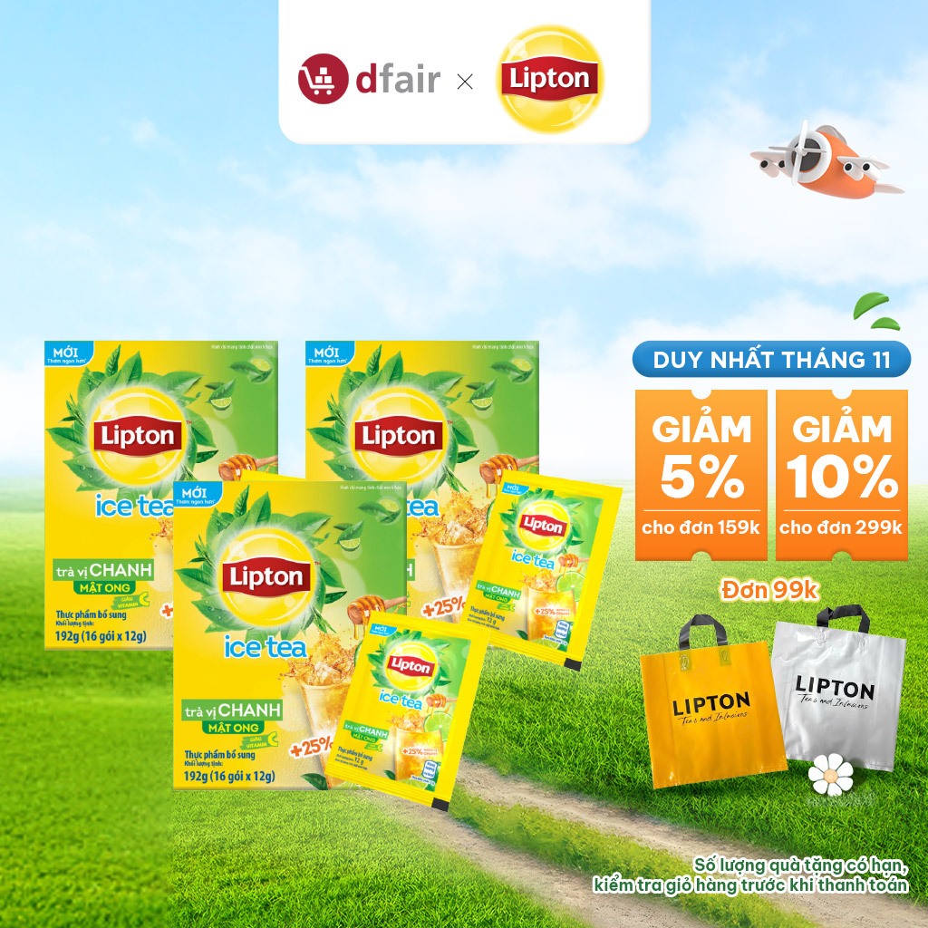LIPTON Combo 3 hộp Trà Chanh Ice Tea (12g x 16 Gói) | Shopee Việt Nam