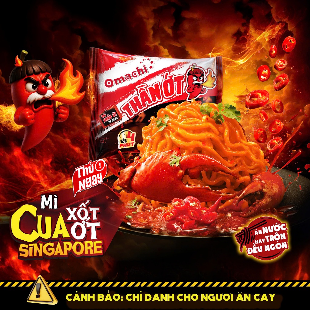 Combo 10 Omachi Thần Ớt Mì Cua Xốt Ớt Singapore | Shopee Việt Nam