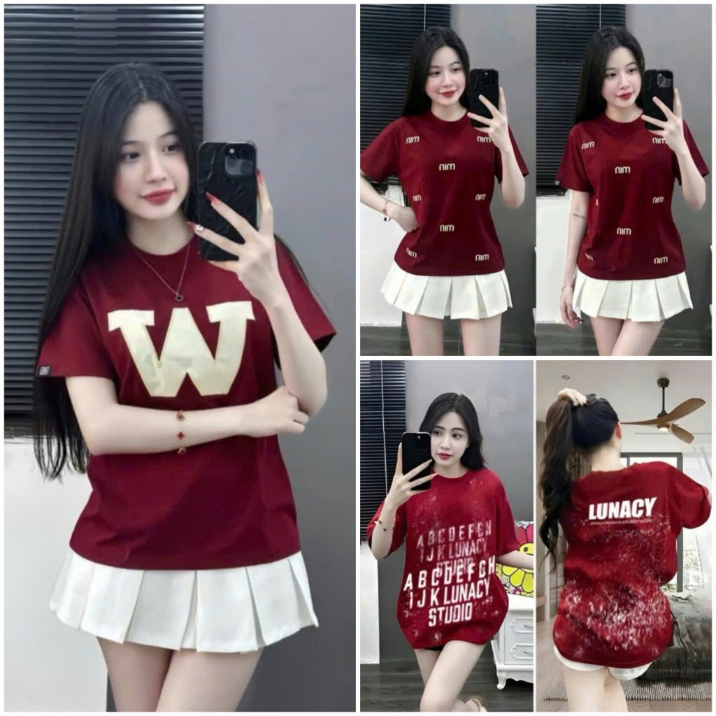 COMBO 3 ÁO NỮ FULL MÀU ĐỎ ĐÔ " MIN + W + LUNACY " Áo thun nữ form rộng ...