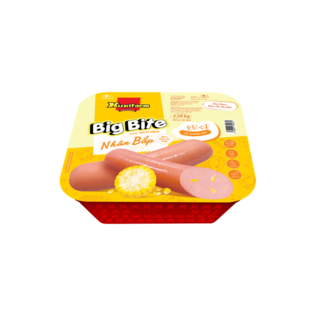 Xúc Xích Heo Big Bite Nhân Bắp Xuxifarm Rổ 26 cây x 90gr | Shopee Việt Nam