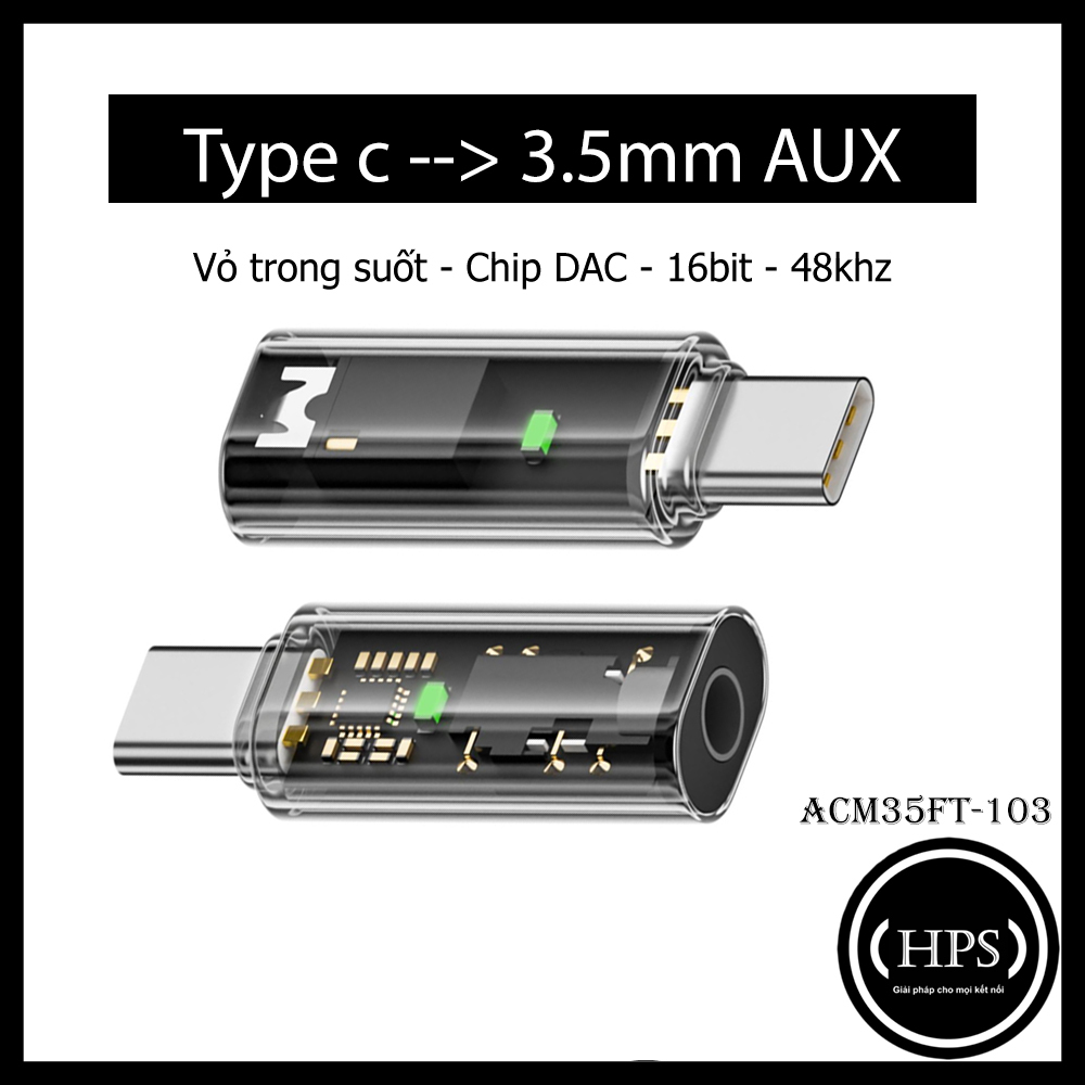 Đầu chuyển âm thanh Type c ra 3.5mm, dùng kết nối với loa, tai nghe hỗ ...