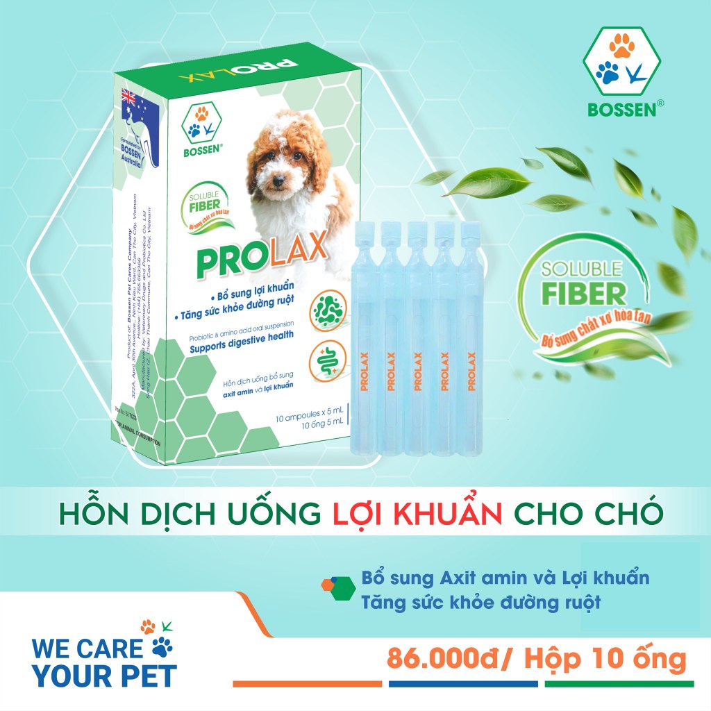 BOSSEN - PROLAX (Dogs) bổ sung bổ sung axit amin và lợi khuẩn, hỗ trợ ...