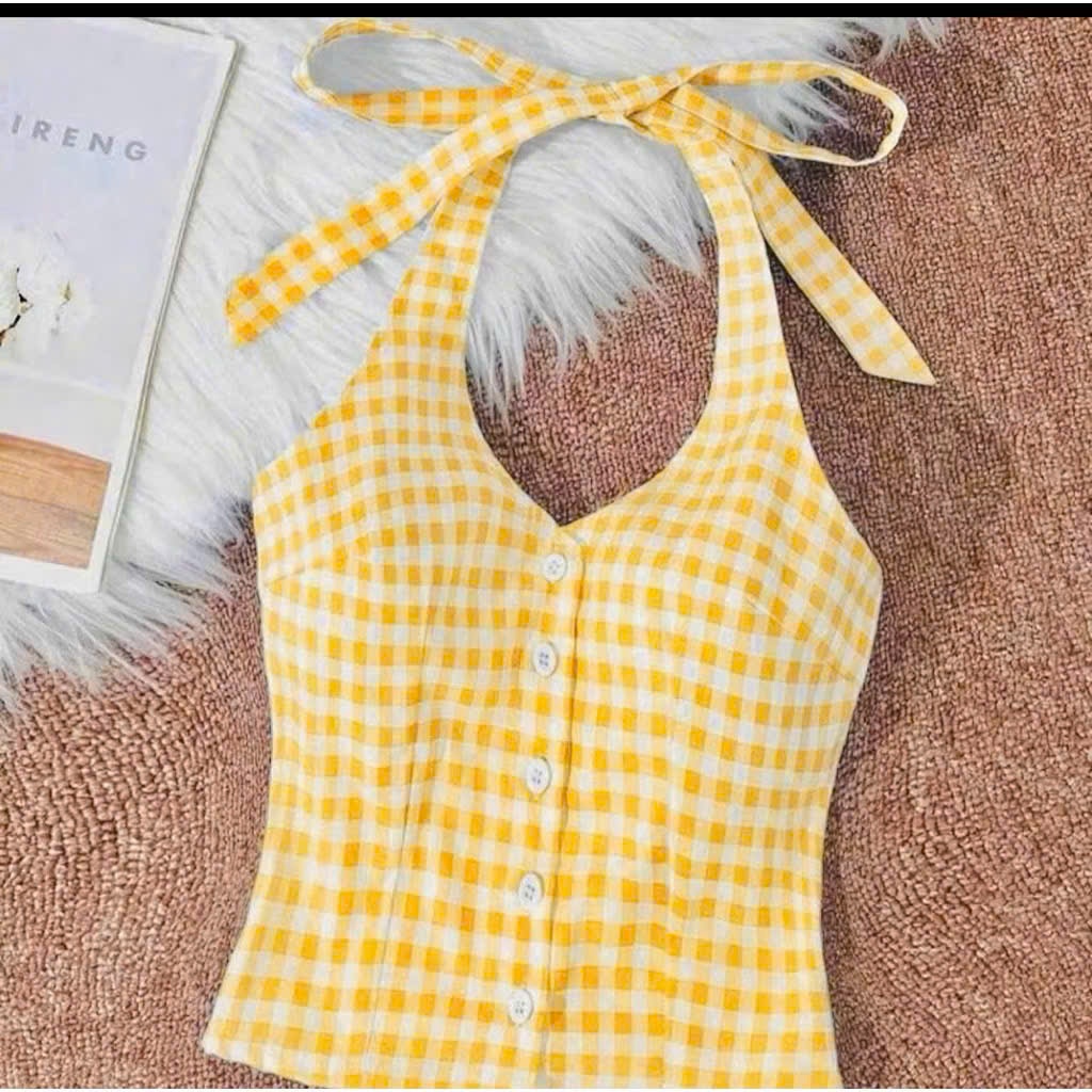 ÁoO YẾM CRROPTOP CỔ YẾM CỘT DÂY CAO CẤP | Shopee Việt Nam