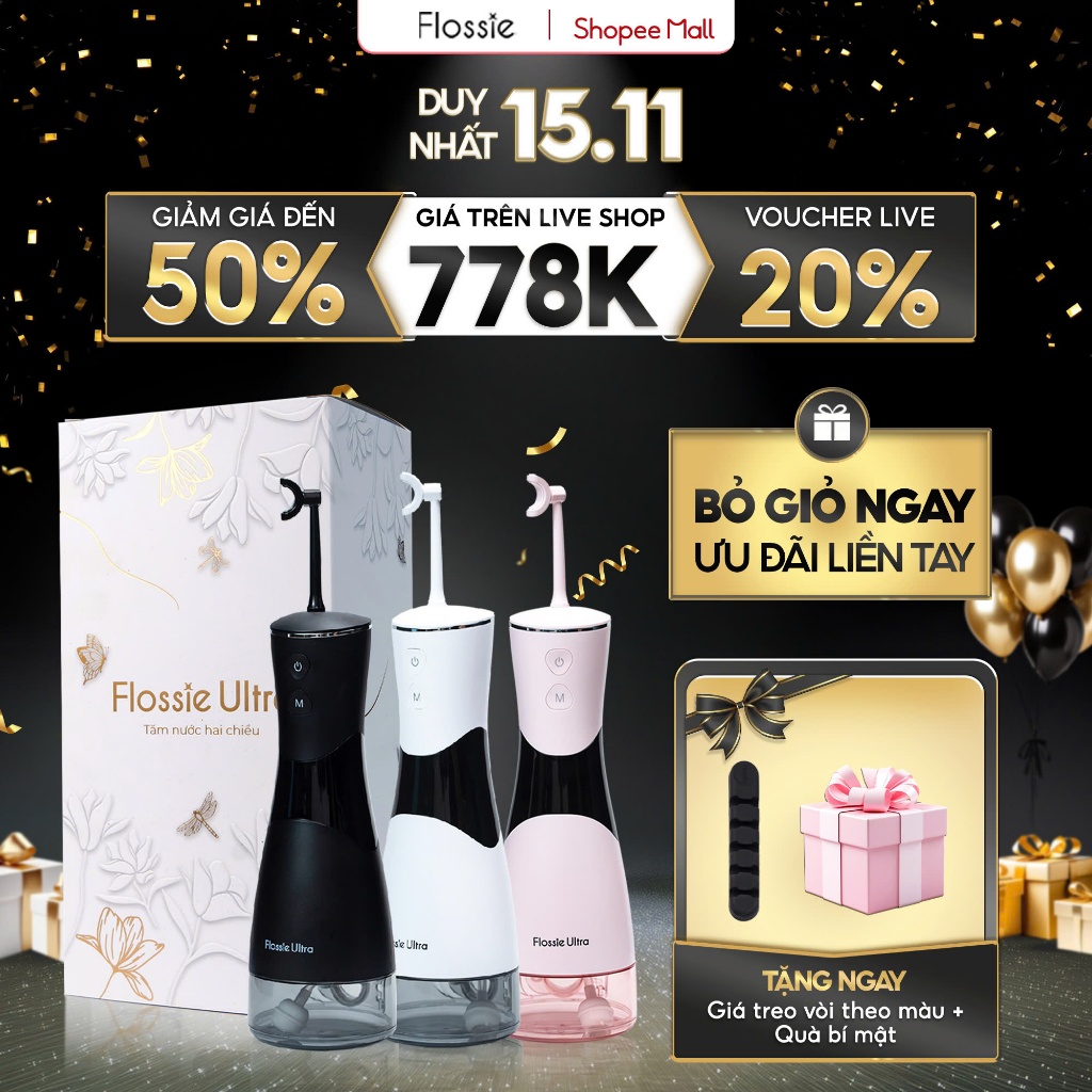 [GIÁ 799K LIVE ACCESSTRADE] Máy tăm nước Flossie với vòi phun 2 chiều ...