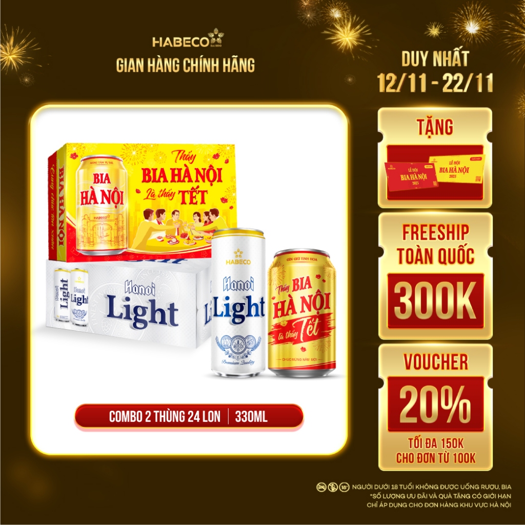 Nồng độ cồn 4,2% - 4,6% - Combo Bia Hà Nội & Bia Hanoi Light | Shopee ...