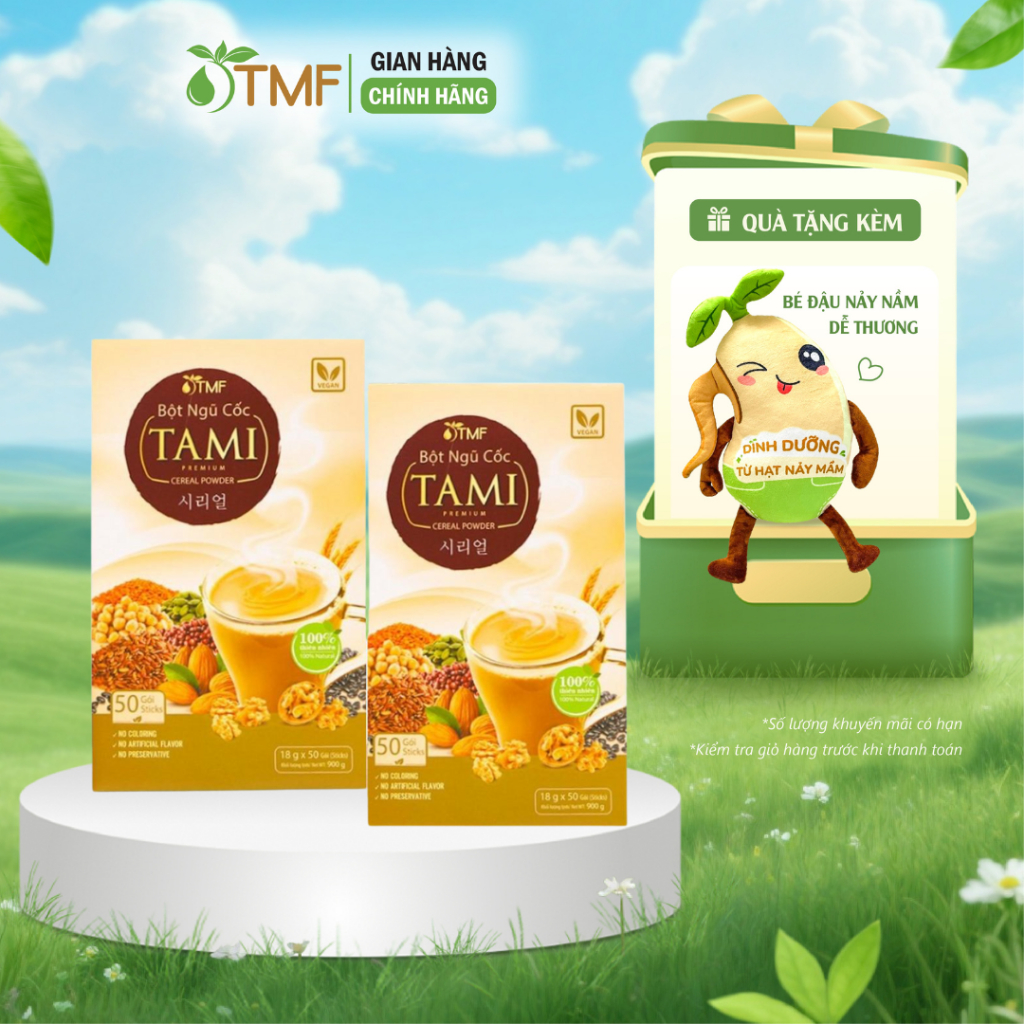 Combo 2 hộp Bột ngũ cốc nảy mầm Tami 50 gói ít ngọt dinh dưỡng giảm cân ...