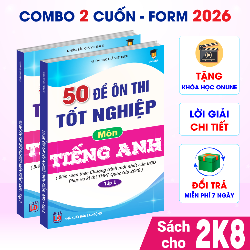 Sách - Combo 50 đề thi tốt nghiệp môn Tiếng Anh Tập 1,Tập 2 (2 quyển ...