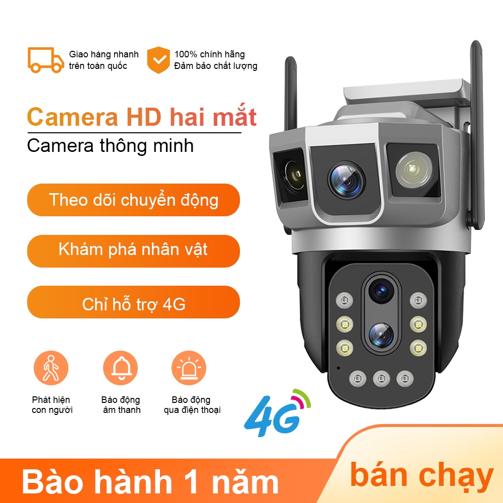 Camera 4G 3 Mắt giám SC23 Ip66 Thông Minh chống nước an toàn Siêu Nét ...