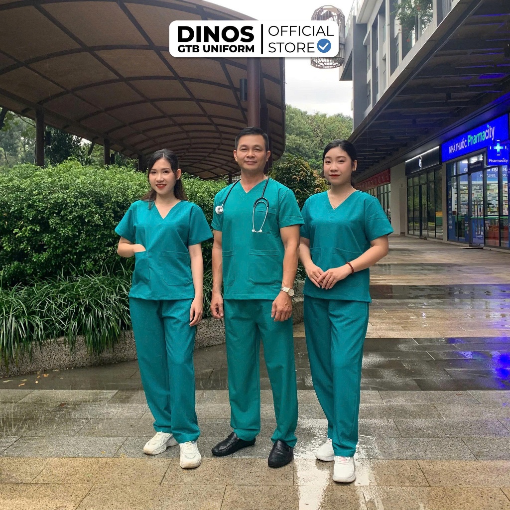 Bộ Scrubs Bác Sĩ DINOS GTB Vải Cotton Màu Xanh Lý Cho Nam Nữ - Phù Hợp Bệnh Viện, Phòng Khám ...
