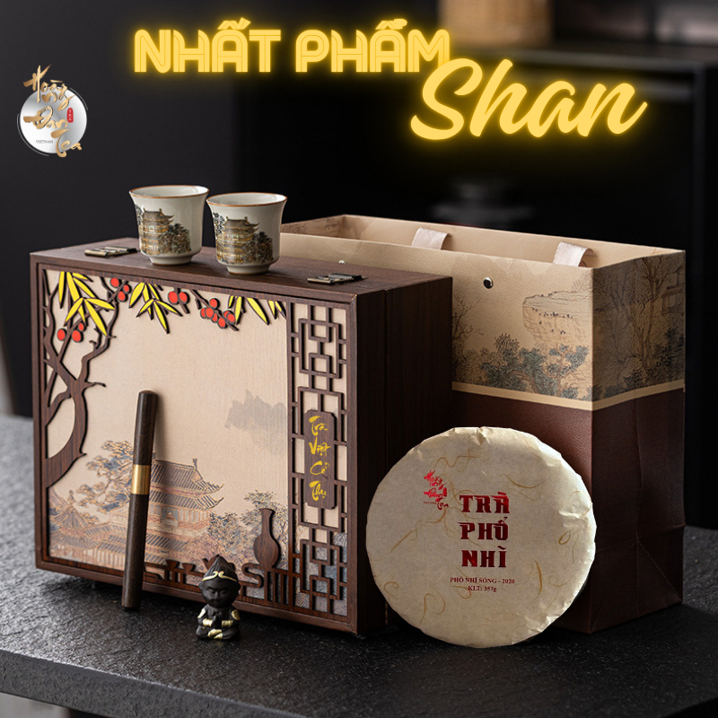 Bánh Trà Phổ Nhĩ Thượng Hạng 357Gr [ HOÀNG ĐAN TEA ] Hộp Quà Tặng Chè ...