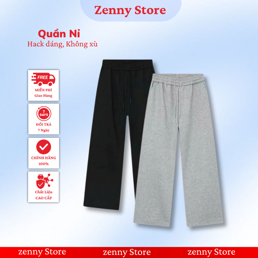 Quần Nỉ ZENNY 2 Da Suông Ống Rộng Nam Nữ Form Rộng Hack Dáng Chất Dày ...