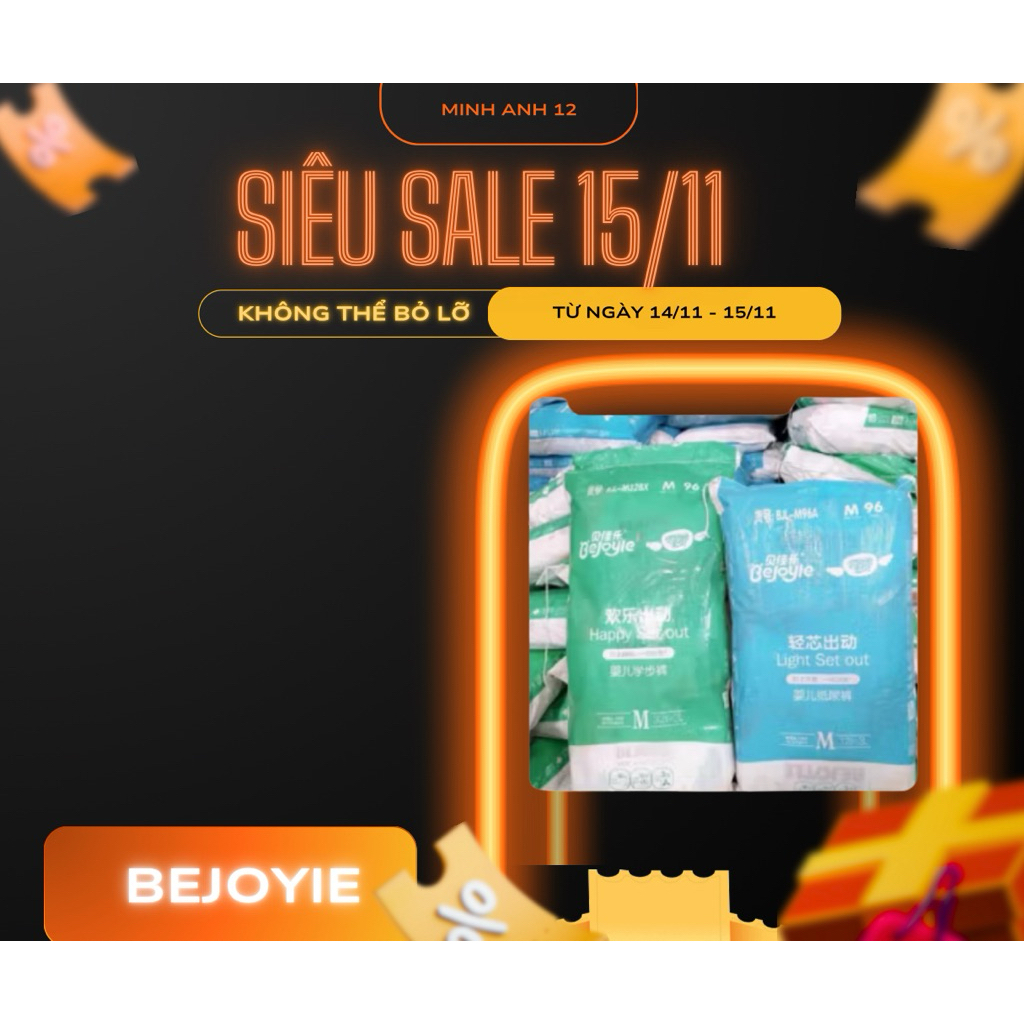 Bỉm BEJOYIE Dán / Quần S120/M96/L90/XL78/XXL66 Siêu Mỏng, Siêu Thấm Hút ...