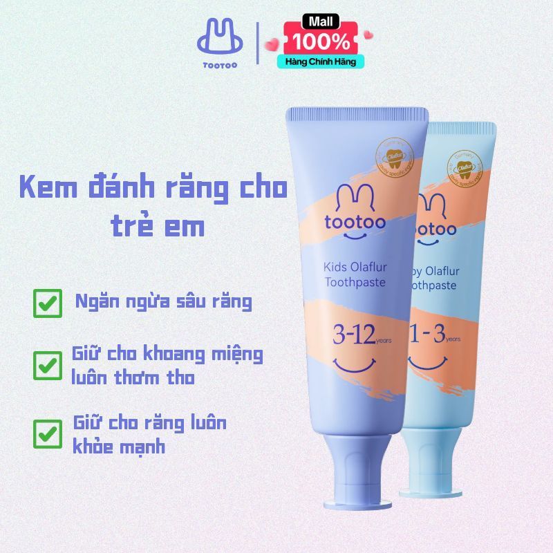 Combo 2 Tuýp Kem đánh răng cho bé tootoo hương đào Olaflur ngừa sâu ...