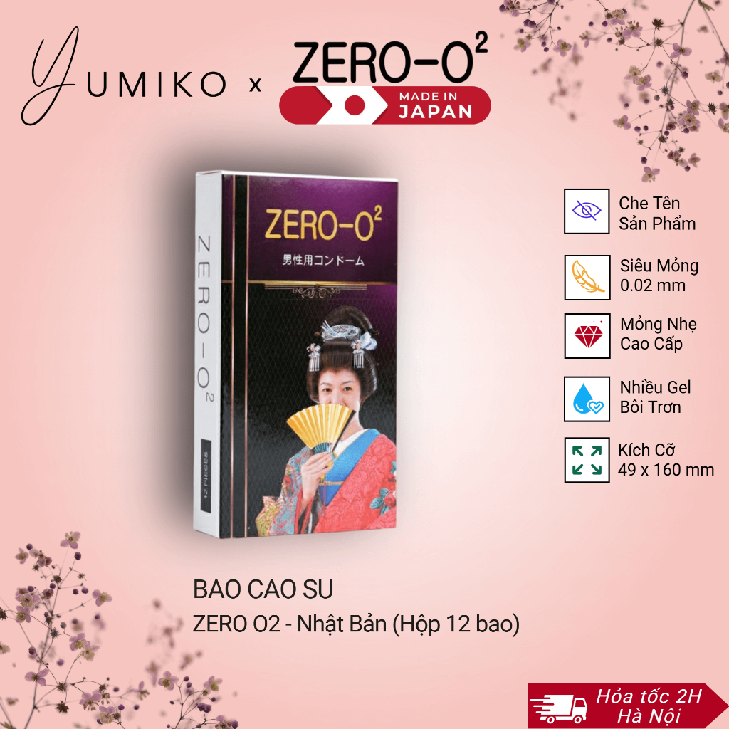 Bao Cao Su Zero O2 Siêu Mỏng 0.02mm, Chính Hãng Nhật Bản, Truyền Nhiệt Tốt, Hộp 12 Bao | Shopee ...