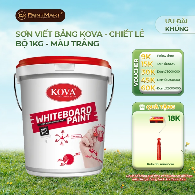 Sơn viết bảng Kova WHITEBOARD màu trắng bộ 1Kg chiết lẻ | Shopee Việt Nam