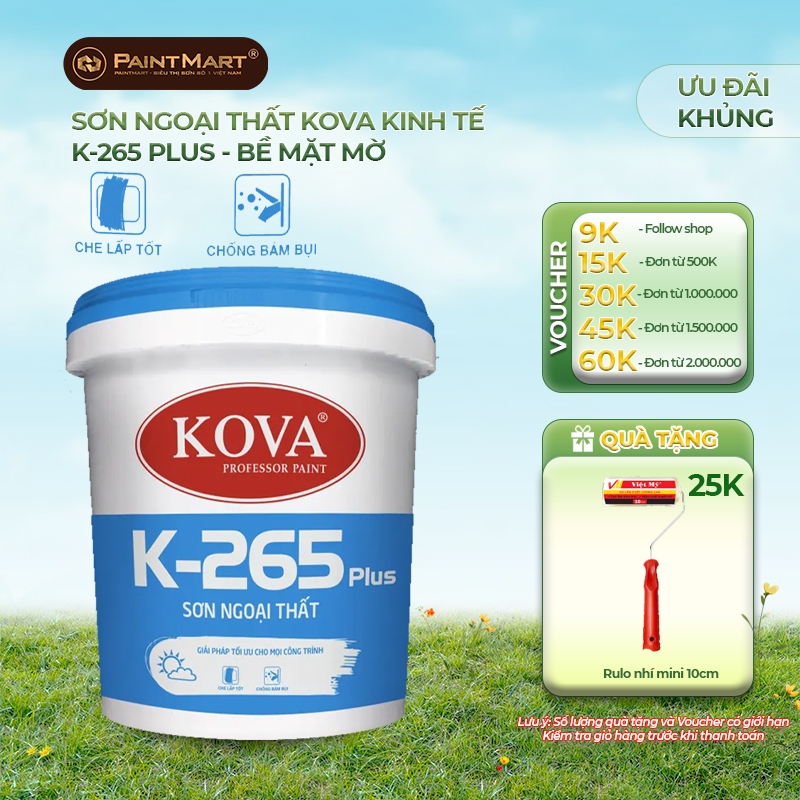 (3.5 LÍT) Sơn nước ngoài trời Kova K265 plus bề mặt mờ bề mặt sơn mịn ...