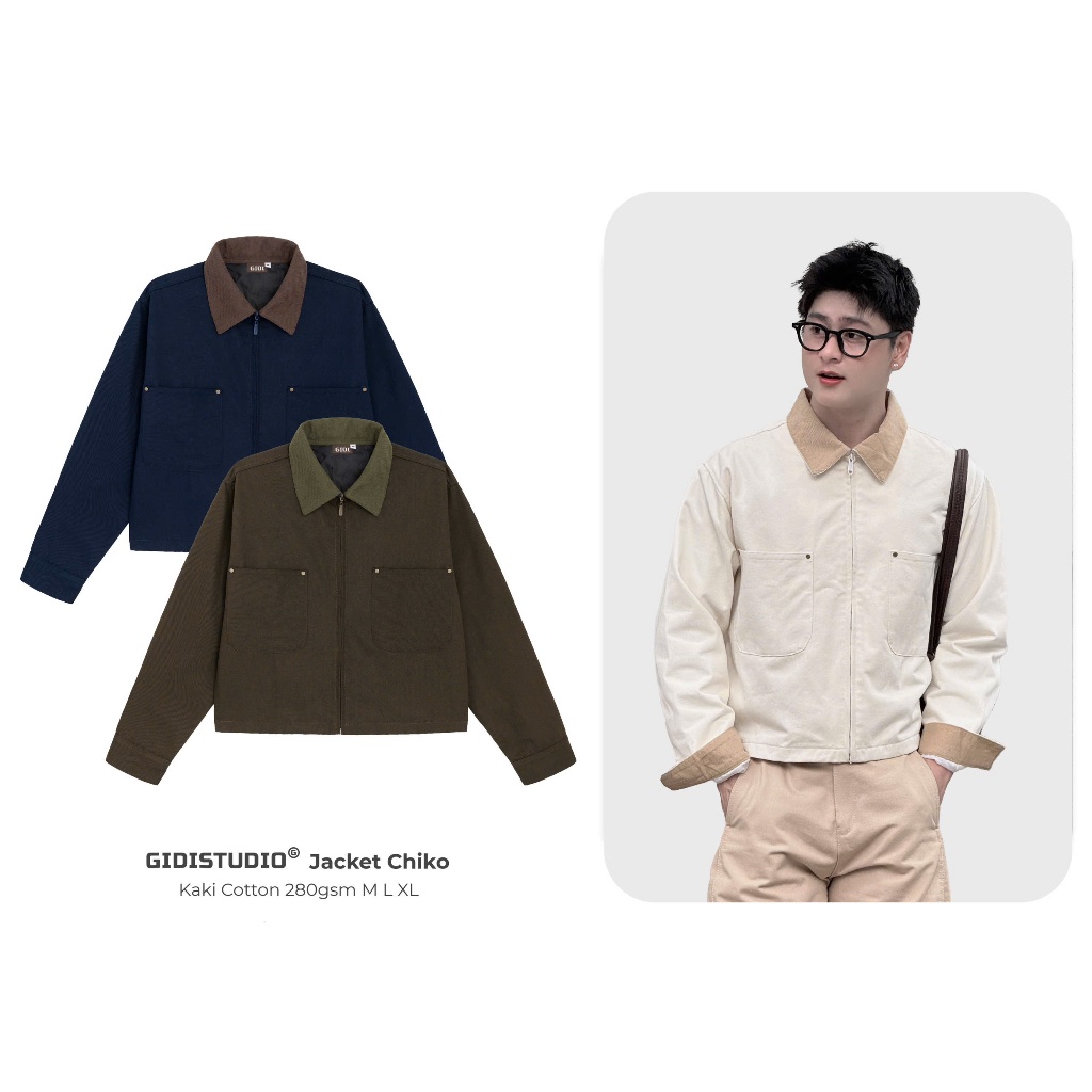 Áo khoác kaki CHIKO phối cổ nhung tăm 2 lớp cao cấp Nam Nữ Unisex -Áo ...