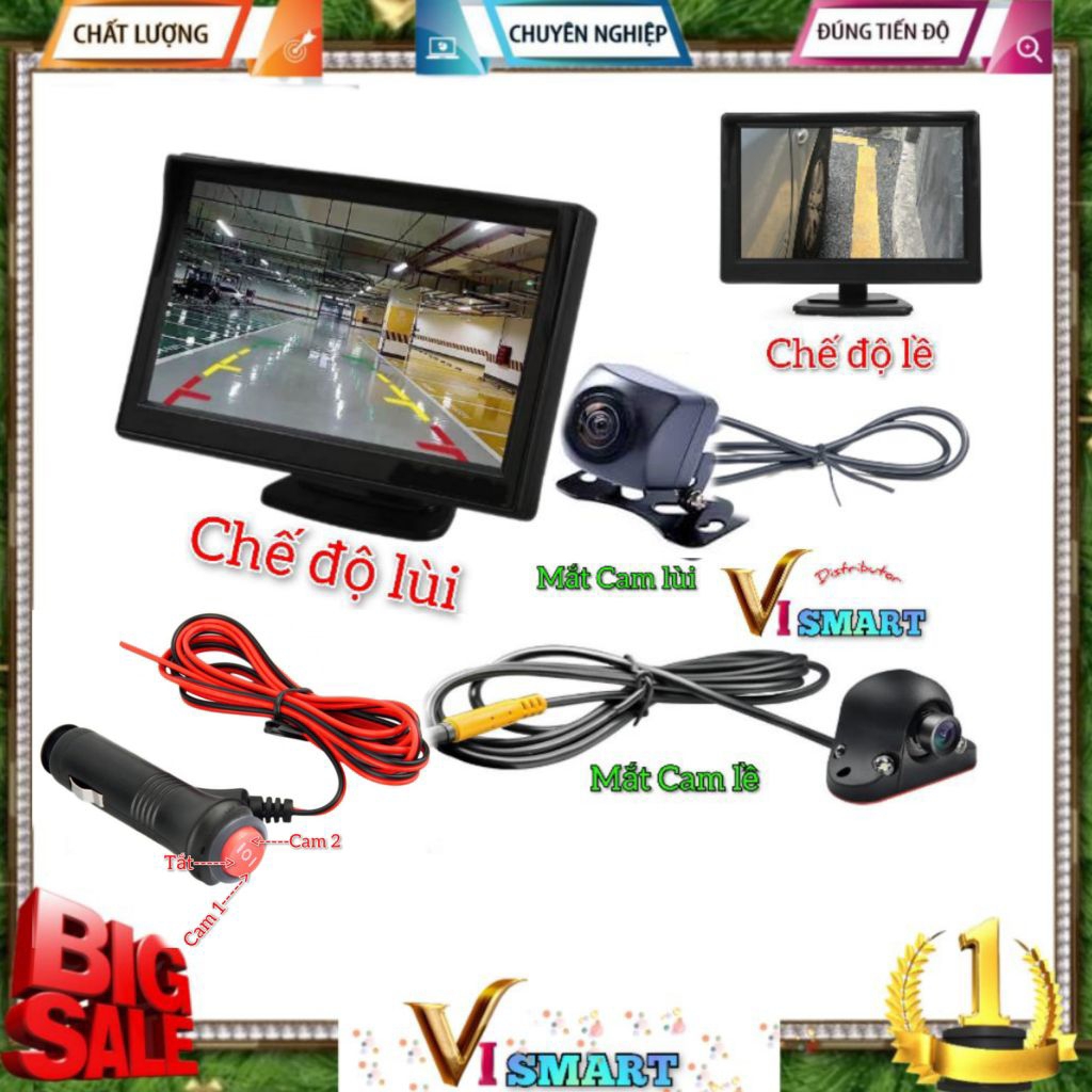 [ ViSmart ] Bộ Camera cặp lề + lùi hiển thị trên cùng 1 màn hình 4 ...