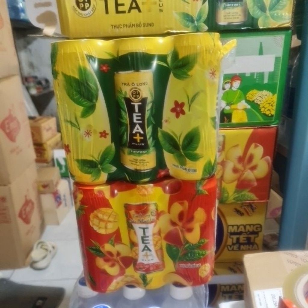 Lốc 6 lon ô long tea plus/ ô long đào 320ml | Shopee Việt Nam