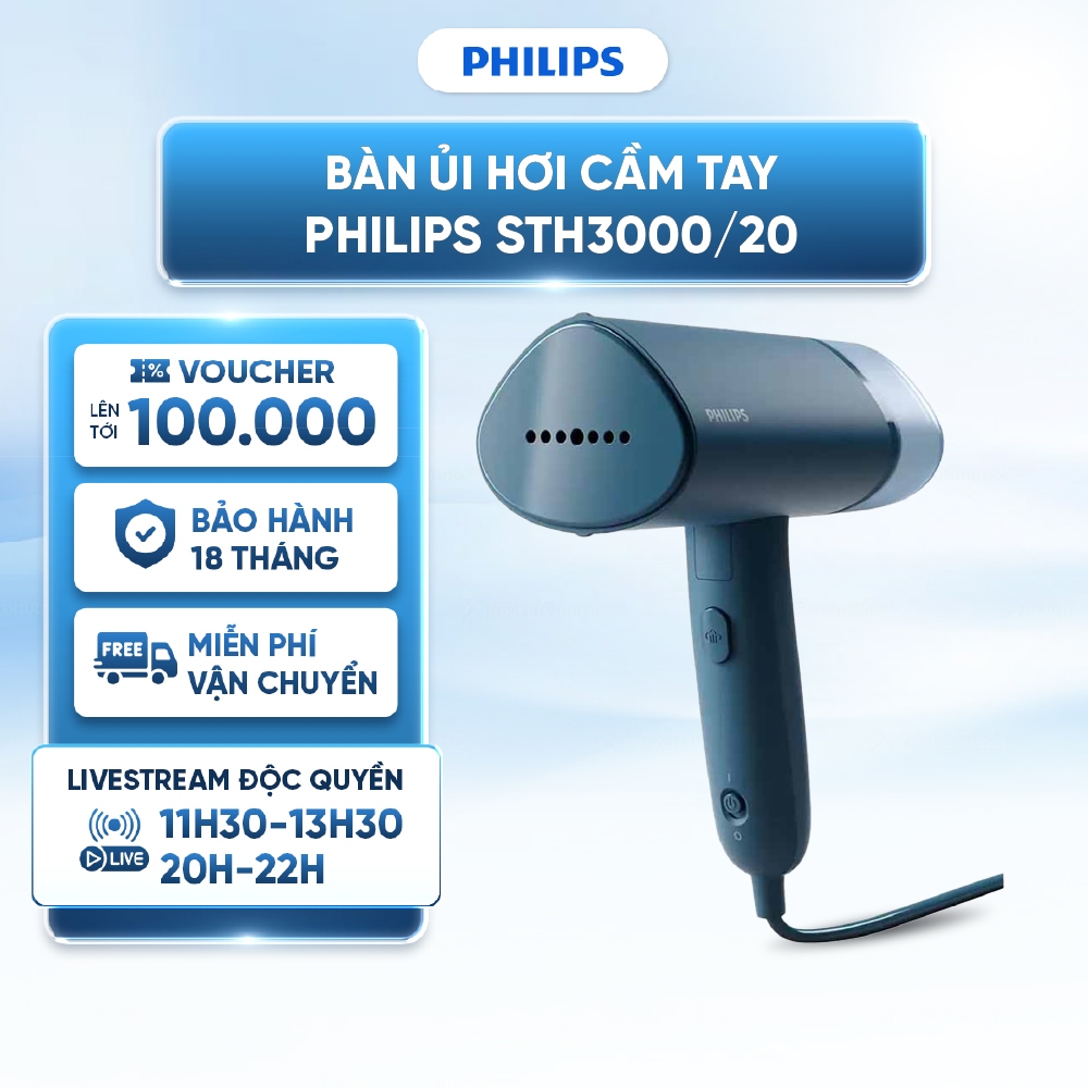 Bàn ủi hơi nước cầm tay Philips STH3000/20 - Công suất 1000W - Hơi phun ...