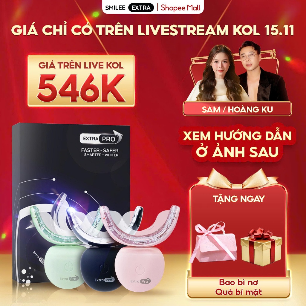 [GIÁ 546K LIVE KOL 15.11] Bộ Kit Trắng Răng Smilee Extra, làm trắng ...