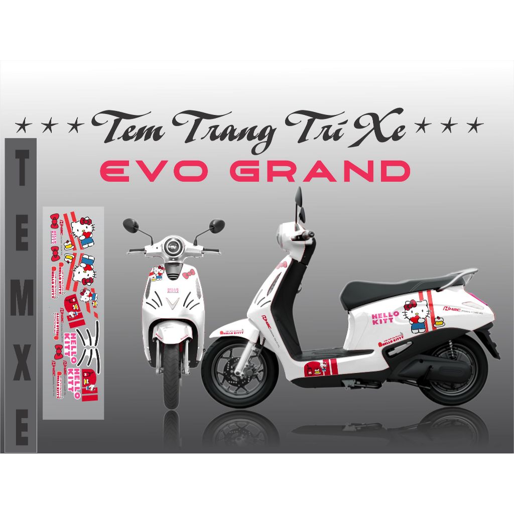 Tem Xe Evo Grand ., mẫu Tem Hello kitty cute dễ thương. decal chất liệu ...